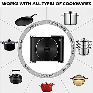 CUSIMAX Electric Hot Plate for Cooking Portable Single Burner 1500W Cast Iron hot plates Heat-up in Seconds Adjustable Temperature Control Stainless Steel Non-Slip Rubber Feet Upgraded Version B101