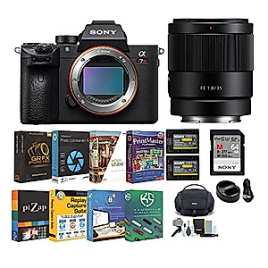 Sony a7R III A Full-Frame Mirrorless Interchangeable-Lens Camera with E 35mm f/1.8 Large Aperture Prime Lens and Accessory Bundle (6 Items)