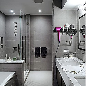 HZWZ Wall Mounted Hair Dryer Bracket, Non-perforated Bathroom/Bedroom/Toilet Hair Dryer Storage Rack for Hair Dryer Storage Rack, Easy to Install, Rust Resistant, Silver