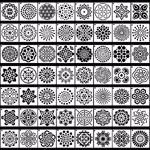 56 Pack Mandala Dot Painting Templates Stencils Perfect for DIY Rock Painting Art Projects (3.6x3.6 inch)