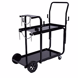 2-Tier Portable Welding Cart Welder Heavy Duty Welding Trolly Cart with 100kg/220lbs High-Load Capacity, Easy to Move Trolley Workshop Organizer for Home Garages Workshops Repair Store