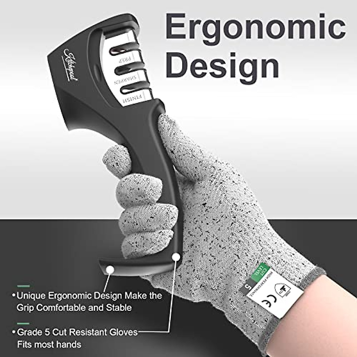 4-in-1 Knife Sharpener Kit 2pack with Cut-Resistant Glove, 3-Stage Quality Kitchen Knife Accessories to Repair