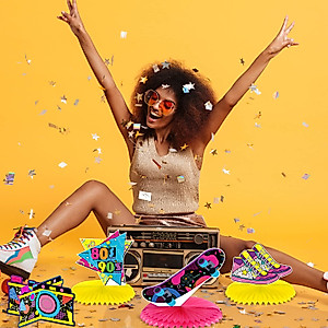 80s 90s Party Decorations 12 Pieces 80's 90's Honeycomb Centerpieces 80s / 90s Table Toppers Retro Party Decorations for 1980s / 1990s Hip Hop Birthday Party Favors Supplies