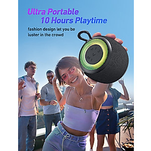 LENRUE F62 Portable Bluetooth Speaker with Bluetooth 5.3, RGB Lights, Stereo Sound & bass, Compact Size, IPX5 Waterproof, Lightweight Travel Speaker for Car Bicycle Bag and More Outdoor