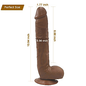 Realistic Dildo Strong Suction Cup,Ultra-Soft Dildo for Hands-Free Play, Lifelike Huge Dong Adult Toy, Brown