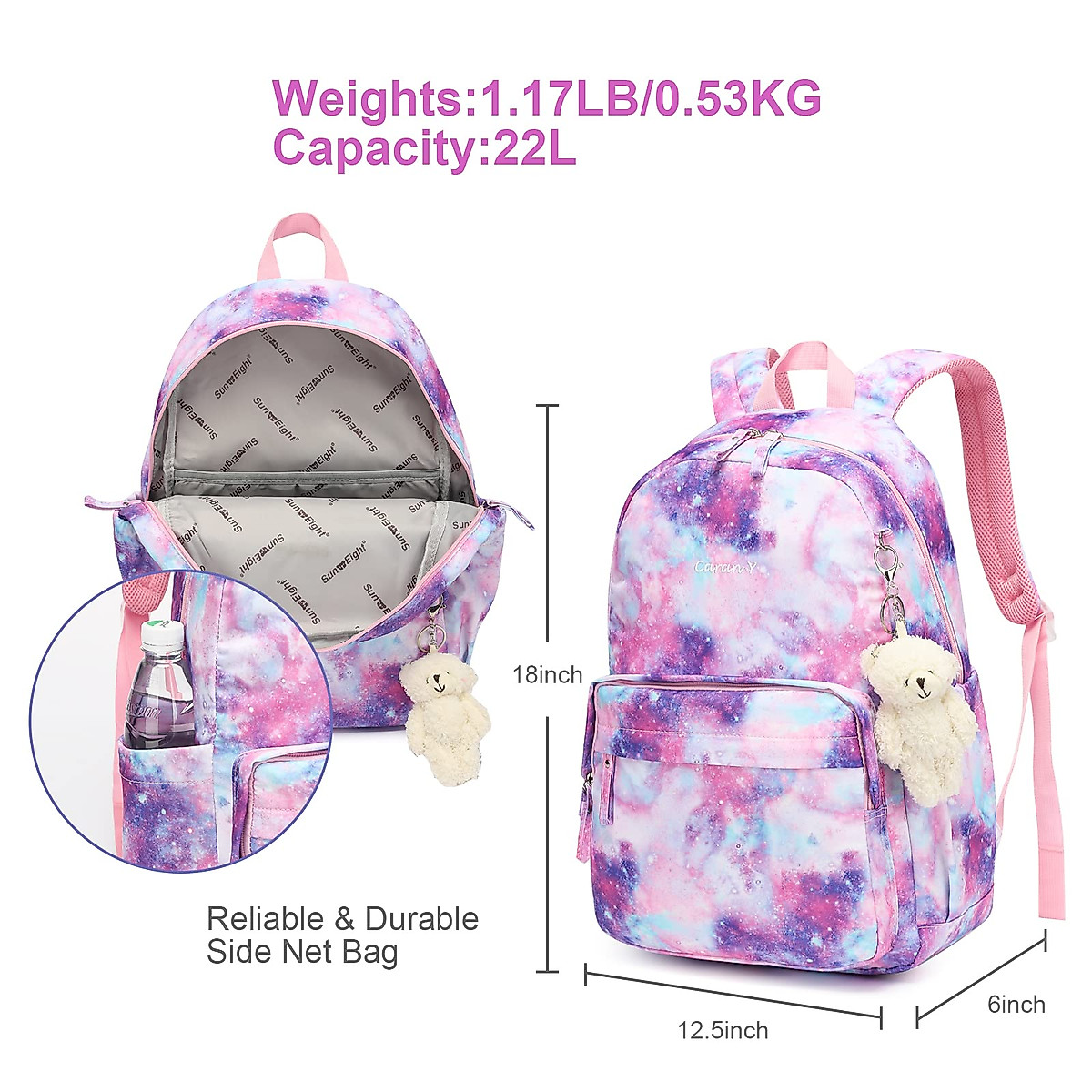 Galaxy Pattern Backpack Kids Backpack for Girls Lightweight Preschool Backpack for Toddlers Boys Girls (12M+) Ages