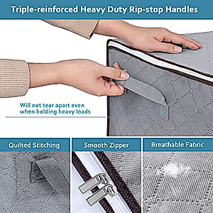 ccbye 6pcs Premium 90L Large Storage Bags, Clothes Storage Bins, Foldable Closet Organizer Storage Containers With Durable Handles, Thick Fabric For Clothing, Blanket, Comforters, Bed Sheets