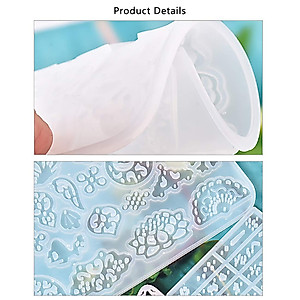 FineInno Resin Mold,Earring Mold Epoxy Pendant Molds Jewelry Molds Casting Silicone Molds Resin Leaf,Teardrop, Round, Heart Shaped, Snowflake Etc (Cute Earring Mold)