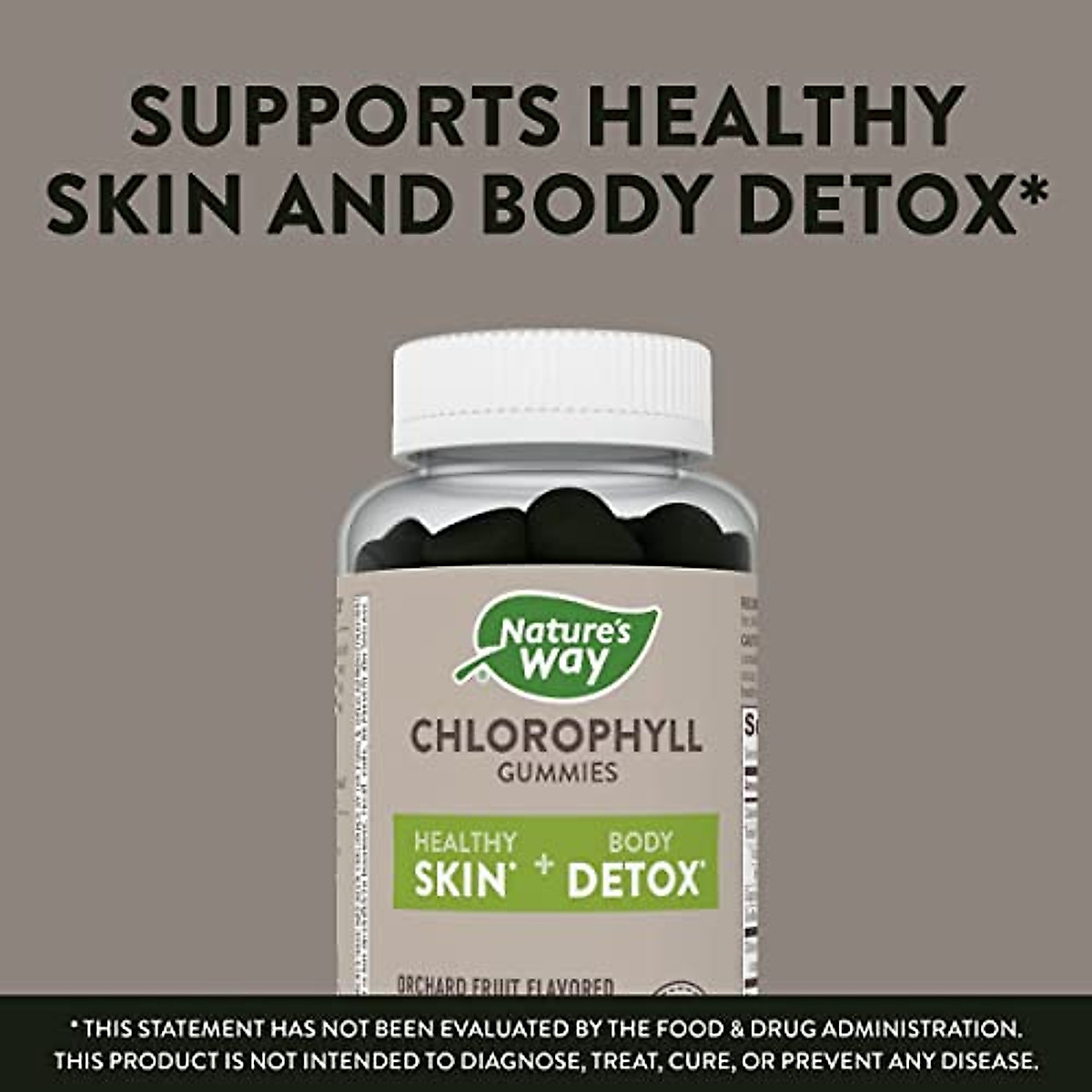 Nature’s Way Chlorophyll Gummies, Healthy Skin and Body Detox*, Orchard Fruit Flavored, 60 Gummies