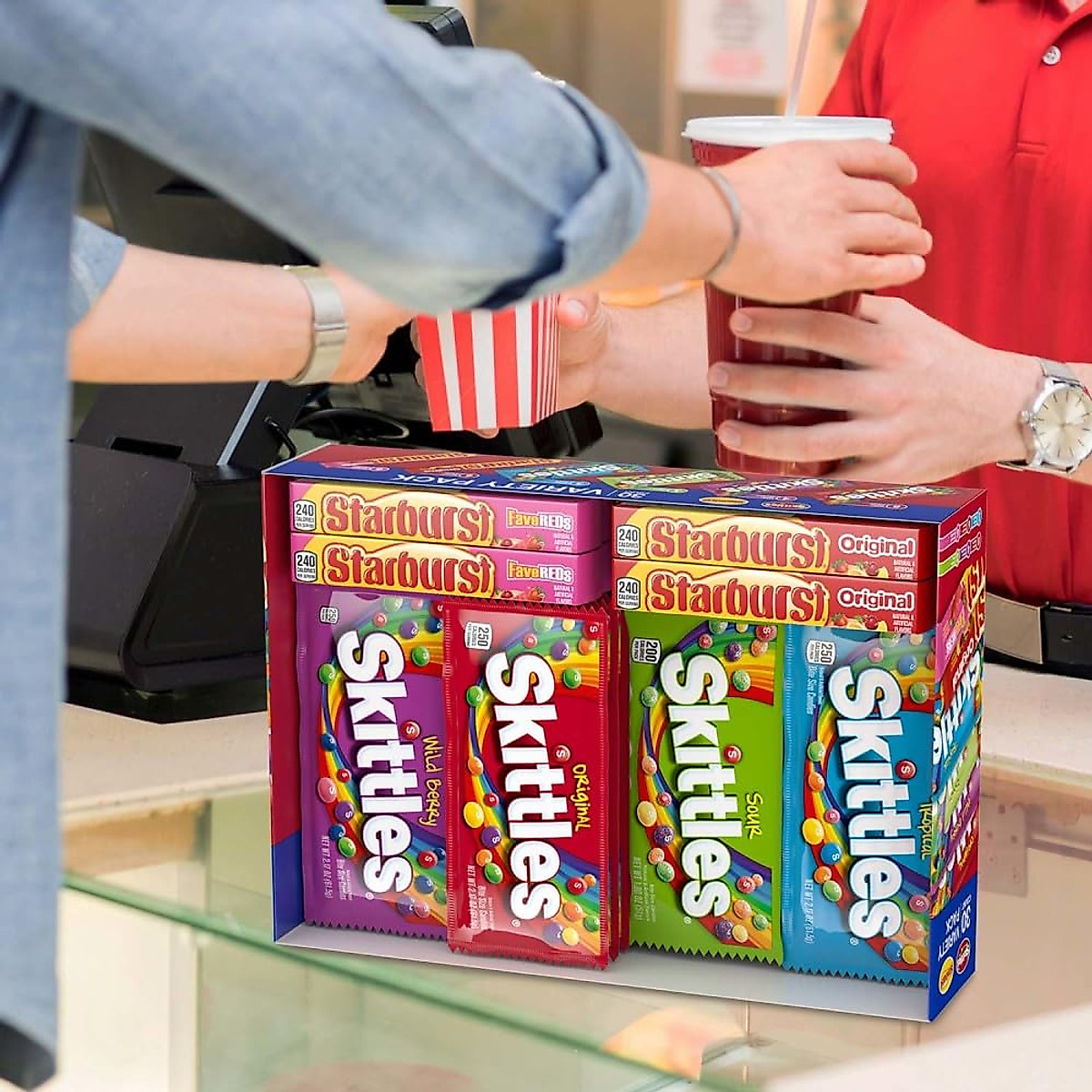 SKITTLES & STARBURST Variety Pack Full Size Chewy Candy Assortment, 62.79 oz, 30 Count