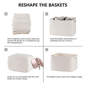 SIXDOVE 4 Pack Shelf Baskets for Organizing Home - Perfect for Toys, Books, and Clothes, Versatile Woven Storage Baskets with Handles, Cube Storage Bins, 12.7''L x9''W x7.8''H, White