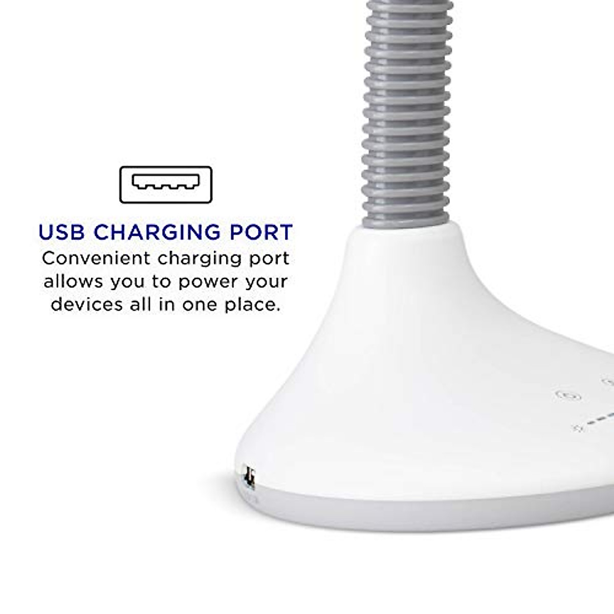 Verilux® SmartLight Full Spectrum LED Desk Lamp with Adjustable Brightness, Flexible Gooseneck and Integrated USB Charging Port - Reduces Eye Strain and Fatigue - Ideal for Readers, Artists, Crafters