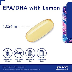 Pure Encapsulations EPA/DHA with Lemon | Ultra-Pure, Molecularly Distilled Fish Oil Concentrate with Lemon | 120 Softgel Capsules