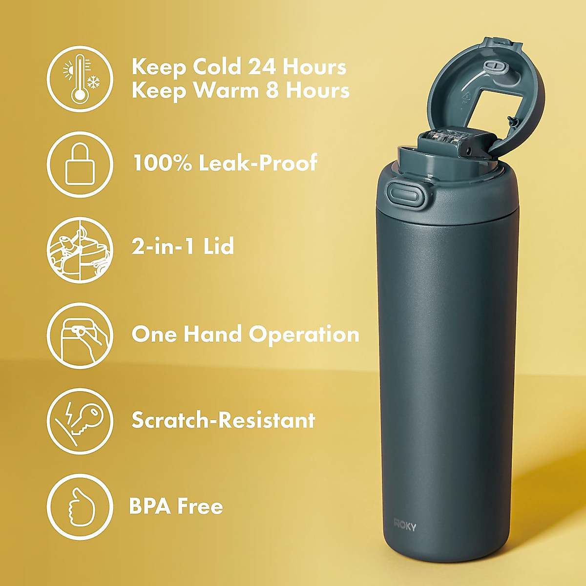 WOKY TICERA All-P 28oz Titanium Ceramic Coated Tumbler – Insulated, Leak-Proof Thermos with Straw & Silicone Pad, Perfect for Hot & Cold Drinks, Reusable for Gym, Travel & Daily Use (White)