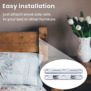 Antrader Wood Bed Rail Connecting Fittings, 5 Inch Zinc Round Bed Hook, Set of 4