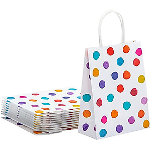 SUNCOLOR 24 Pack 9" Small Party Favor Bags Goodie Bags for Birthday Party Gift Bags With Handle(Polka Dot)