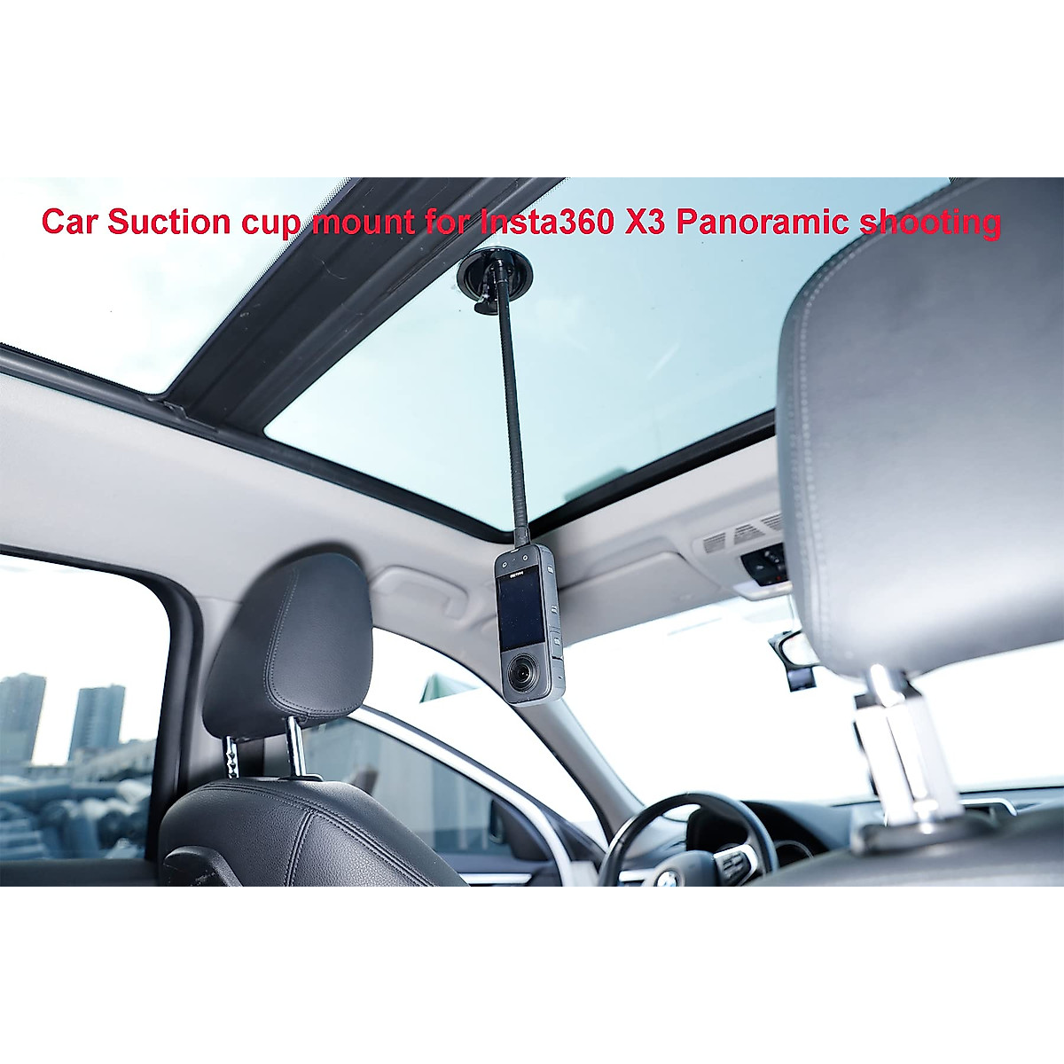PellKing Suction Cup Mount for Insta360 X3/X2/X, GoPro with 27cm Extension Tube, Double Ball Head Adapter & Soft Silicone Base