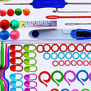 94 PCS Knitting Tool Accessory Kit Sewing Knitting Crochet Accessories Supplies Tools Needles Kit Crochet Starter with Stitch Holders Lock Markers Ring Markers Knitting Sewing Needles Scissors Cable