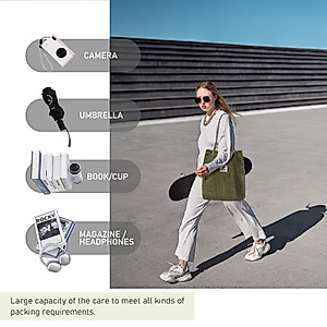 GODWOODS Fashion Tote Bag for Women Corduroy Shoulder Cord Purse with Inner Pocket (Army Green)