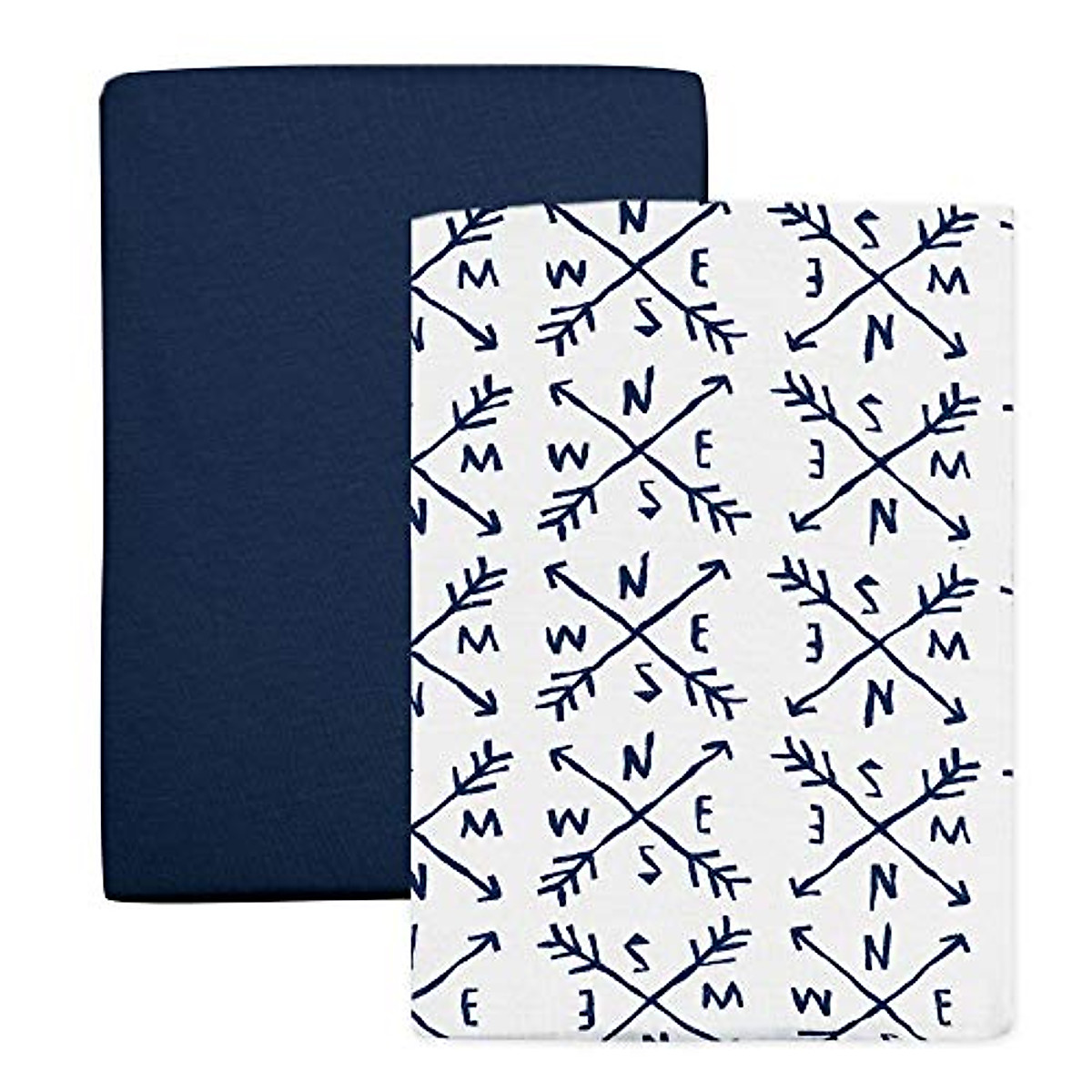 HonestBaby unisex baby 2-Pack Organic Cotton Fitted Crib Sheets Wearable Blanket, Compass, One Size US