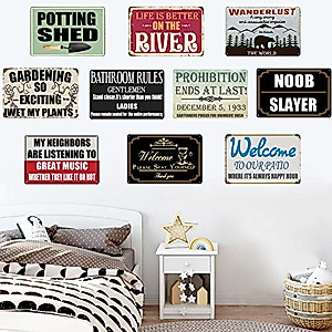 FSTIKO Life is Better on The River Vintage Tin Bar Sign Farmhouse Wall Home Decor Garden Decorative Plaque for Living Room, Bedroom or Bathroom 8X12Inch