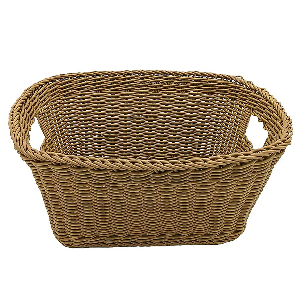 Cabilock Woven Storage Basket Large Storage Container with Handles Rustic Decorative Rattan Storage Basket for Laundry Bedroom Bathroom (Bottom 11.8x7.9x7.9 inch)
