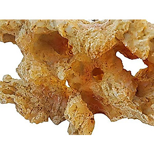 Large Beige Artificial Rock with Holes Formation for Aquariums 16 Inches Long, Aquascape Large Resin Boulder Fish Tanks, Reptile & Aquatic Habitat Safe