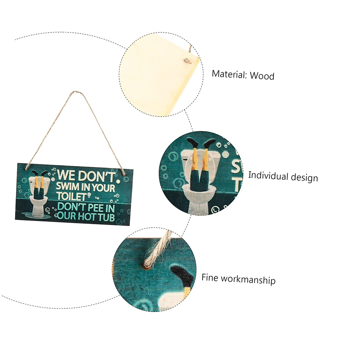 STOBOK 3pcs Bathroom Wall Wooden Sign Bathroom Signs for Door Wood Decor Christmas Decor Bathroom Funny Sign Bathroom Decor Funny Pool Sign Bathroom Wall Sign Bathroom Hanging Pendant