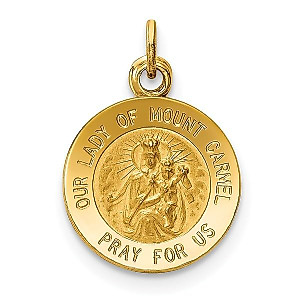 14K Yellow Gold Our Lady of Mt. Carmel Medal Necklace Charm Pendant Only