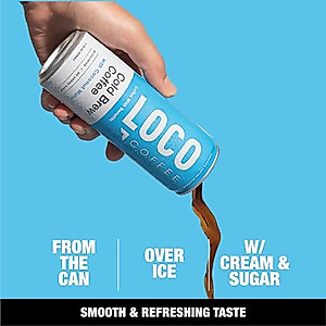Loco Coffee Black Cold Brew Coffee [With Coconut Water] 11 Ounce Can, 12 Count | Medium Roast, 180mg Caffeine | Gluten Free and Dairy Free | Low Sugar, Low Calorie Iced Coffee