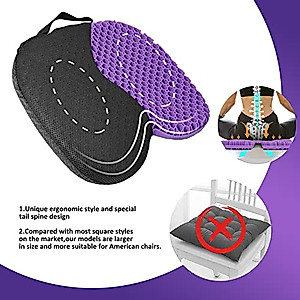 Vedozo Gel Seat Cushion for Office Chairs, Car Seat Cushion for Long Sitting, Wheelchair Pads for Tailbone Pressure Relief Butt & Back Pain, Purple/Black, (ZD020)