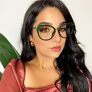Zeelool Retro Oversized Blue Light Blocking Cat Eye Glasses for Women Dalton OP01934-02 Green