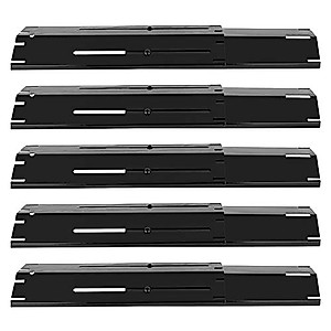 DcYourHome Universal Adjustable Porcelain Steel Heat Plate Shield, Grill Replacement Parts, Heat Tent, Burner Cover,Flavorizer Bar Flame Tamer for Gas Grill, Extends from 11.75" up to 21" L （5 Pack）