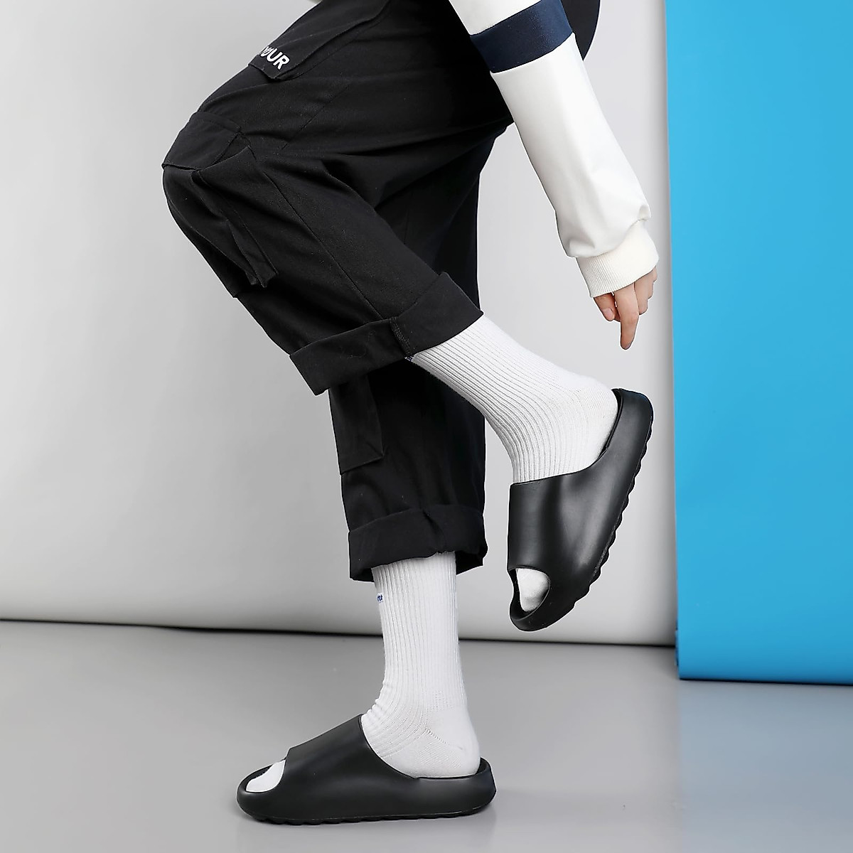 XTJSCBDSH Cloud Slides for Men and Women, Quick Drying Slippers Shoe Open Toe Thick Soft, Platform Slide Sandals Daily Shower Sandals, Non-Slip Bathroom Slippers Summer for Indoor & Outdoor