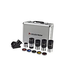 Celestron – 2” Eyepiece and Filter Accessory Kit – 12 Piece Telescope Accessory Set – E-Lux Telescope Eyepiece – Barlow Lens – Colored Filters – Diagonals – Sturdy Metal Carry Case