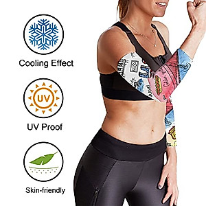 Women UV Sun Protection Arm Sleeves 1 Pair, Sun-protective Cooling Sleeves New York Silhouette, Arm Cover Shield for Men Cycling Golf Hiking Running Outdoor Sports S