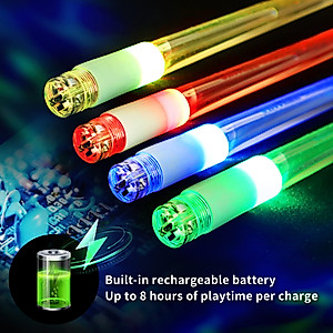 Rechargeable 15 Color Changing LED Light Up Drum Sticks With Storage Bag, Glow In The Dark Drumsticks, Drummer Gifts Glow Plastic Drum Sticks for Adults,Personalized Drum Sticks（２pcs／Pack）