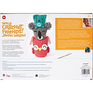 Boye Jonah's Hands Cute Critters Beginners Crochet Kit for Kids and Adults, Makes 3 Animals, Multicolor 10 Piece, Small