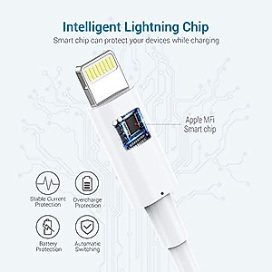 Novtech iPhone Charger Cord -MFi Certified 3Pack 6FT iPhone Cord, 2.4A Fast Charging Cable, USB to Lightning Cable for iPhone 14 Plus 13 12 11 Pro Max Mini SE XR Xs X 8 7 6 6S iPad AirPods, White