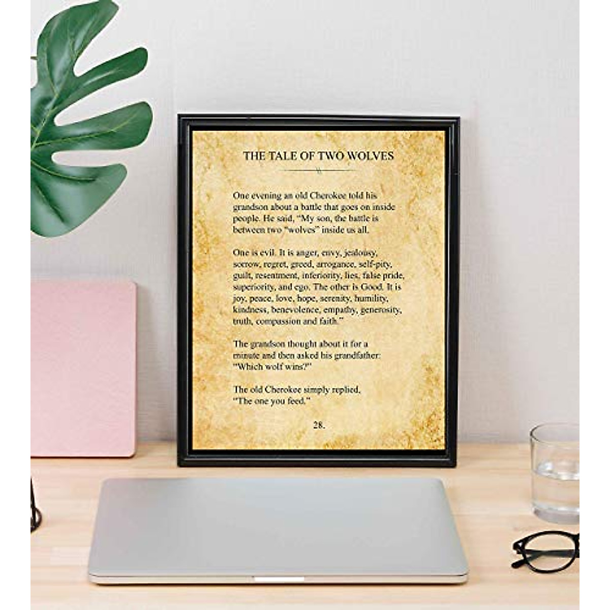 "The Tale of Two Wolves" Cherokee Indian Tale-Vintage Book Page Print -8 x 10" Spiritual Wall Art Print-Ready to Frame. Inspirational Home-Office-Classroom-Library Decor. Great Native American Sign!