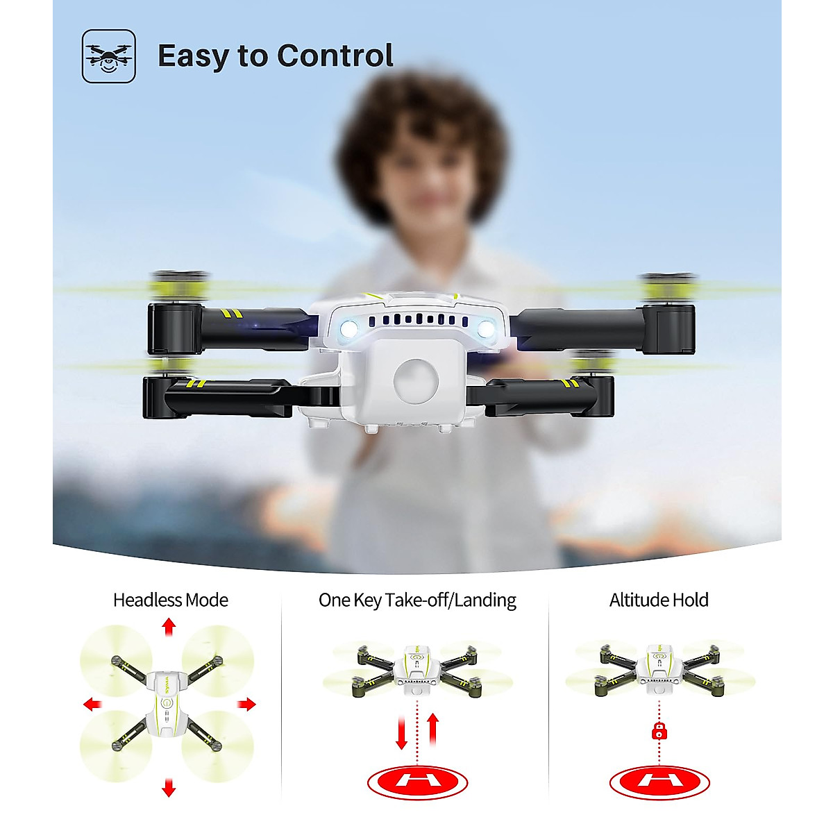 SYMA Foldable Mini Drone for Kids Adults，Portable Pocket Nano Quadcopter with Altitude Hold 3D Flips and Headless Mode Easy to Fly UFO Flying Indoor RC Toys for Beginners