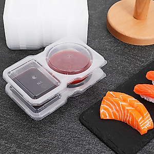 Gatuida Double Compartment Condiment Containers with Lids: 20PCS Disposable 2 Compartment Condiment Containers Seasoning Cup for Sauce Salad Travel Sampling