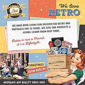 Nostalgic-Art Retro coffee tin box, 44 oz, VW Bulli – Let's Get Away – VW Bus Gift idea, metal clip top can, vintage design