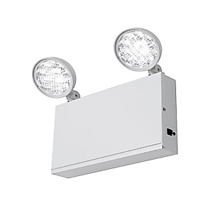 TANLUX New York City Approved Emergency Light, Emergency Lights with Battery Backup, White Steel Housing, AC 120/277V, Two Heads