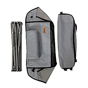 MacSports XP High Back Collapsible and Portable Compact Camping Chair with Lumbar Support Steel Frame and Polyester Fabric, Gray