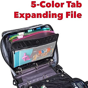 Case-it The Dual 2.0 Zipper Binder - Two 2 Inch D-Rings - 5 Subject File Folder - Multiple Pockets - 800 Sheet Capacity - Comes with Shoulder Strap - Black Dual-301