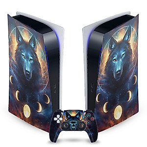 Dreamcatcher Wolf Art Mix Matte Vinyl Faceplate Sticker Gaming Skin Case Cover Compatible with Sony Playstation 5 PS5 Digital Edition Console and DualSense Controller