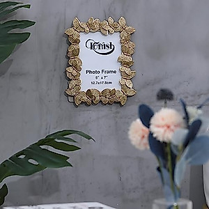 5x7 Antique Picture Frame Gold Butterfly 5 x 7 Vintage Photo Frames for Tabletop Display and Wall Mount Vertical Horizontal