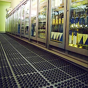 Anti-Fatigue Rubber Floor Mat - NANBOWANG Commercial Grade Grease Resistant Non-Slip Recycle Tyre Floor Mats for Restaurant Kitchen Bar Garden Outdoor Wet Area(36"x 36") Black