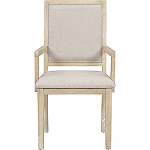 Lepfun 5-Piece Set Two-Size Round to Oval Extendable Butterfly Leaf Table and 4 Upholstered Dining Chairs with Armrests, Perfect for Kitchen and Family (Natural Wood Wash)